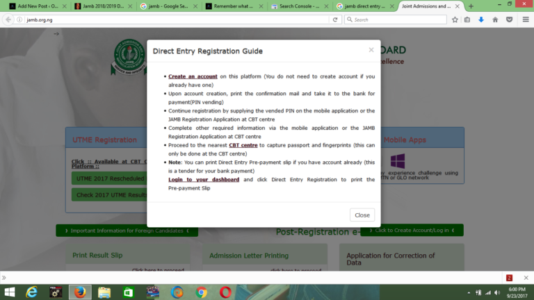 JAMB 2024/2025 Direct Entry Registration jamb.org.ng Direct Entry Update