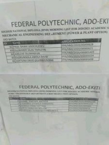 Federal Polytechnic Ado Ekiti Admission List 2026/2027 ALL BATCHES
